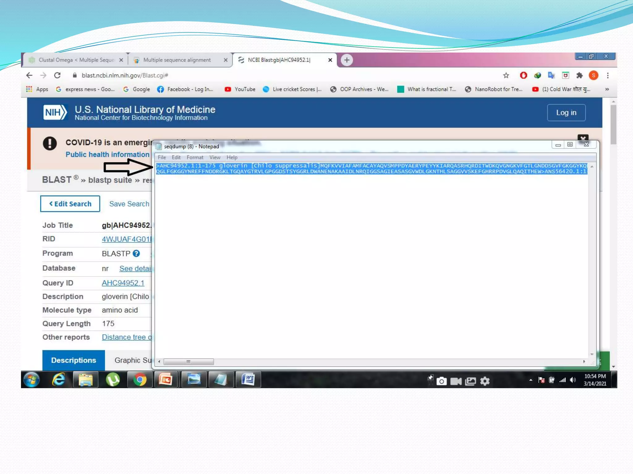 Multiple Alignment Sequence using Clustal Omega/ Shumaila Riaz | PPTX
