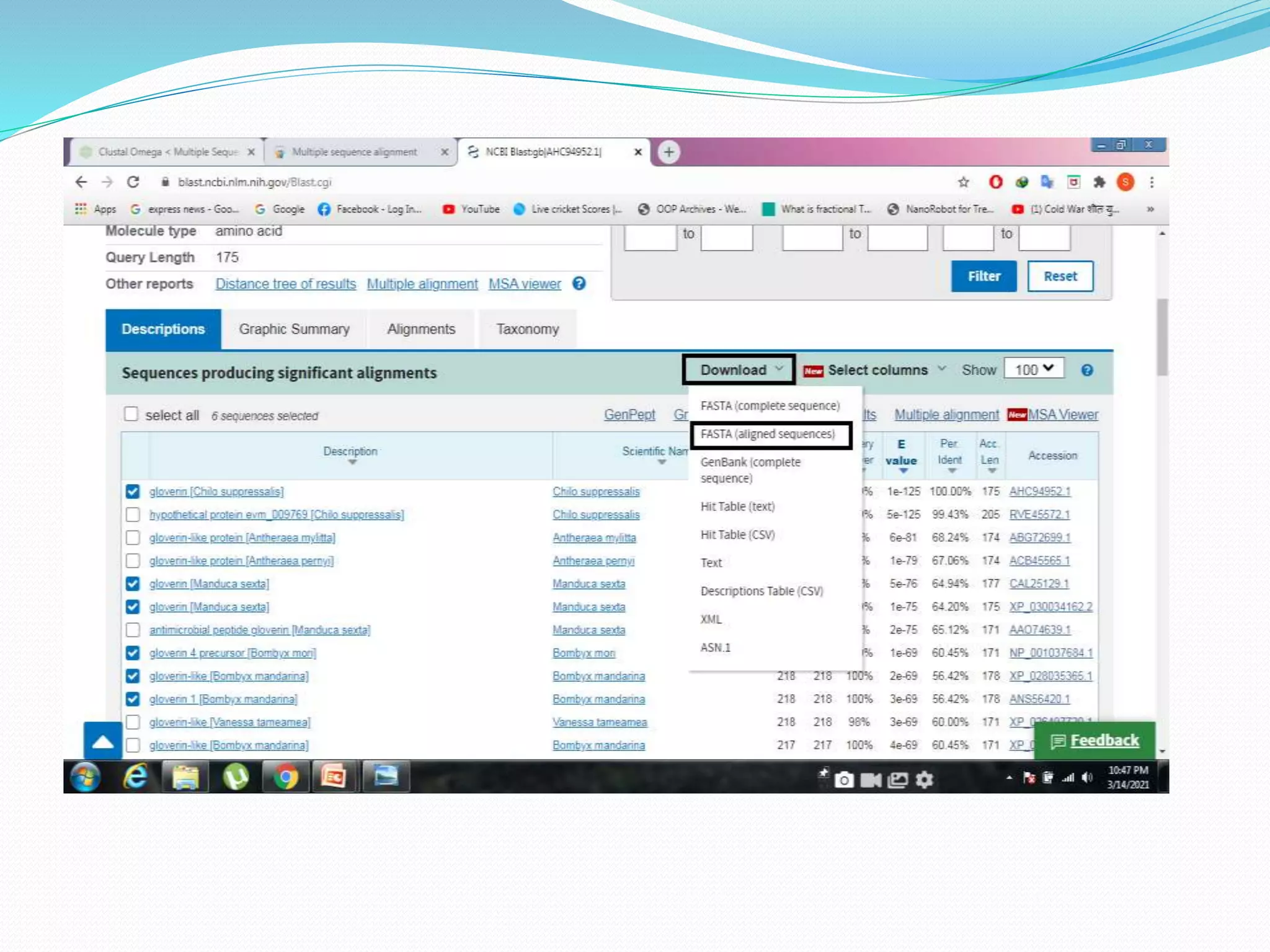 Multiple Alignment Sequence using Clustal Omega/ Shumaila Riaz | PPTX