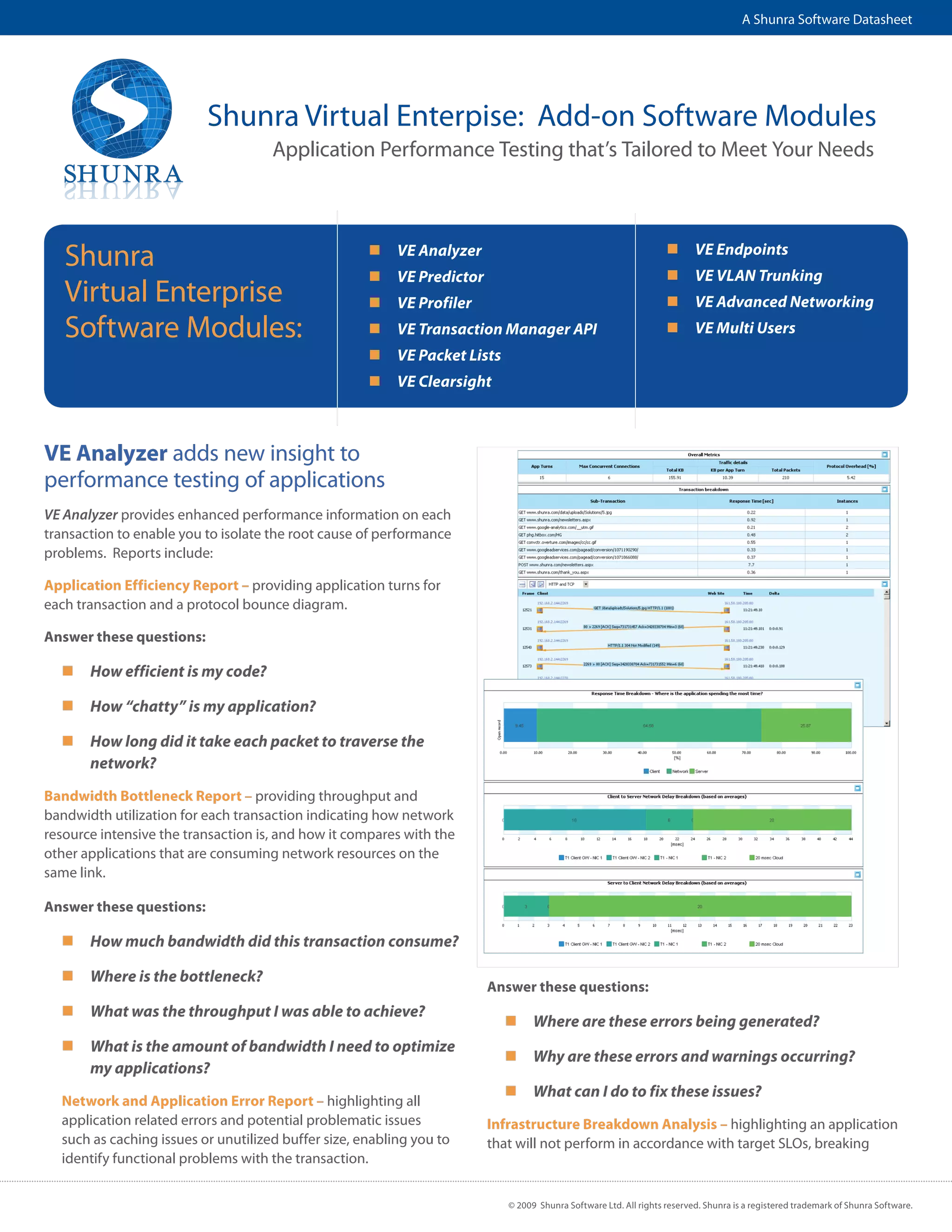 Shunra Software Add-on Modules Datasheet | PDF