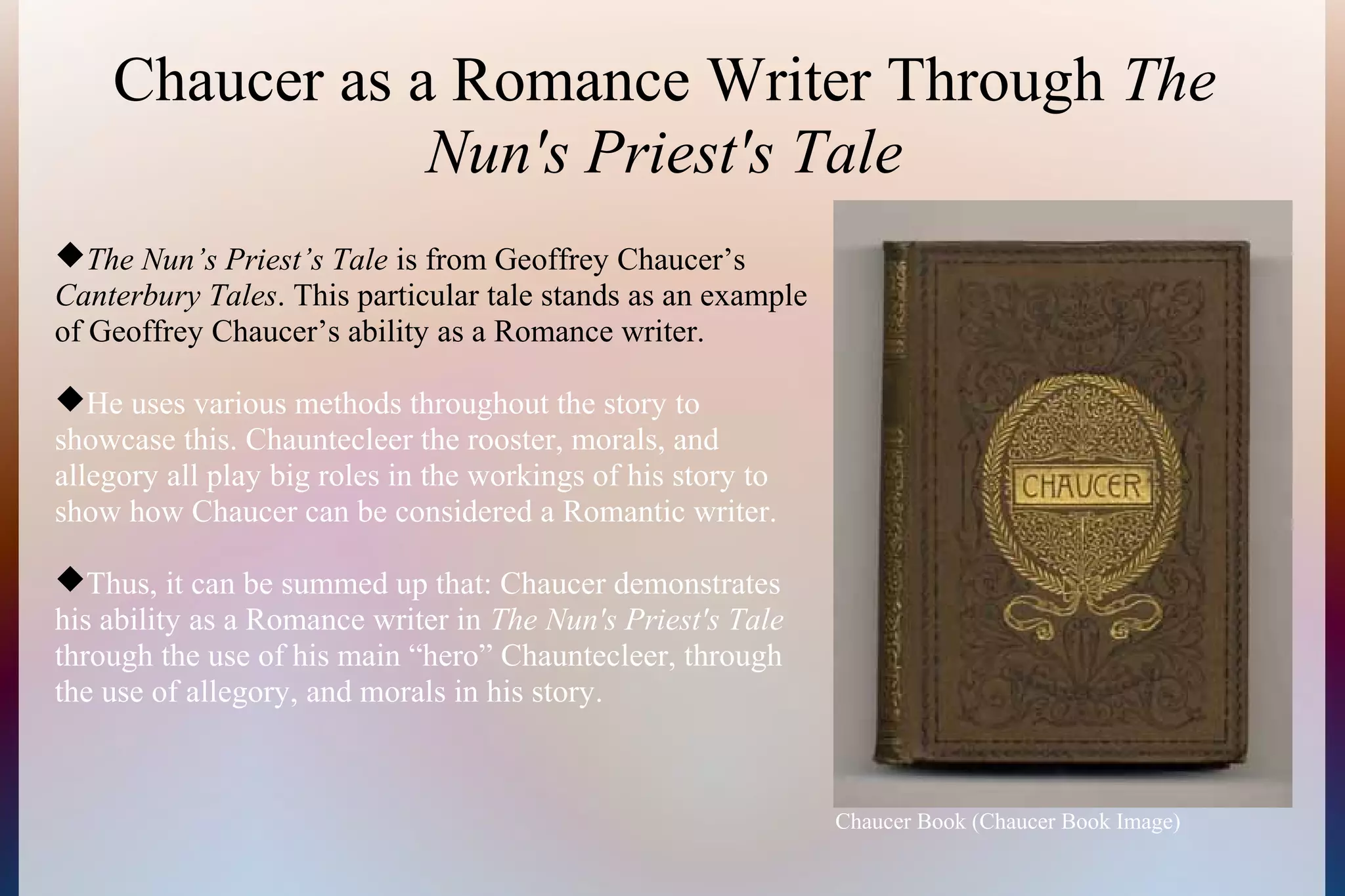 Stephanie Hunter's Nun's Priest's Tale Authentic Assessment | PPT