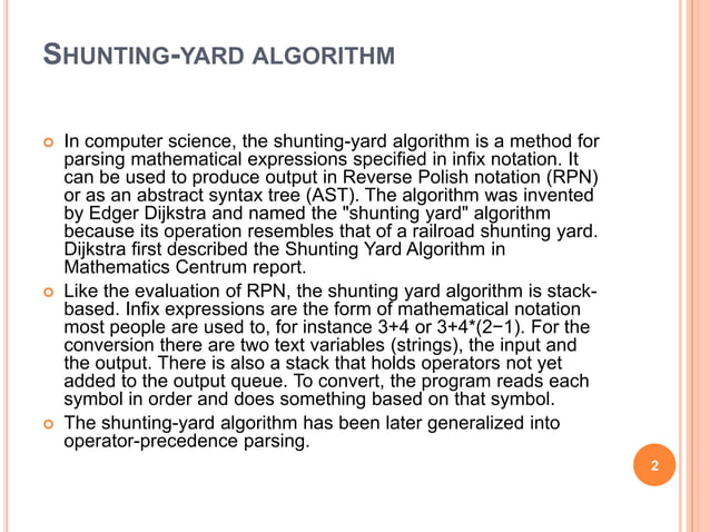 Shunting yard algo | PPT