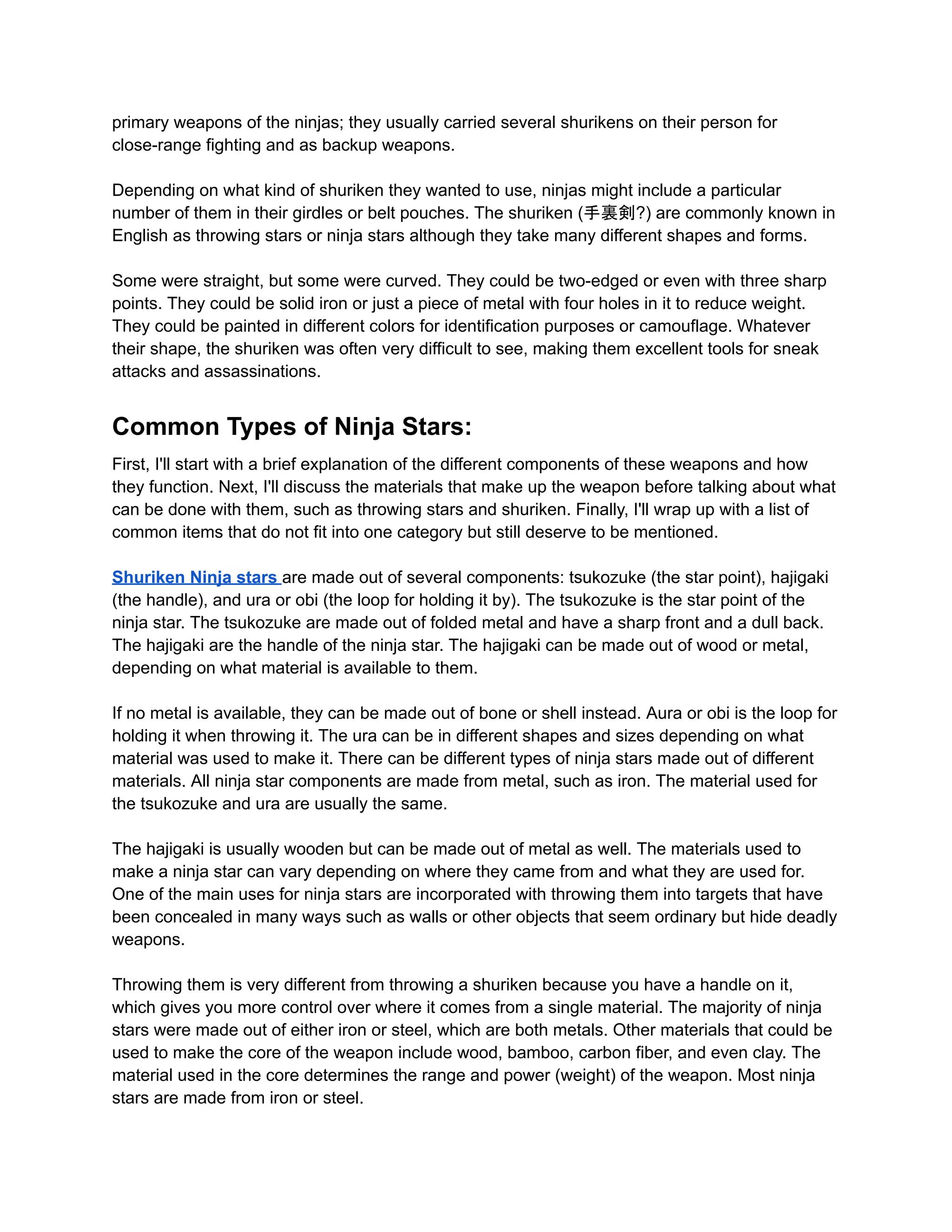 Shuriken Ninja Stars from History and Today! | PDF