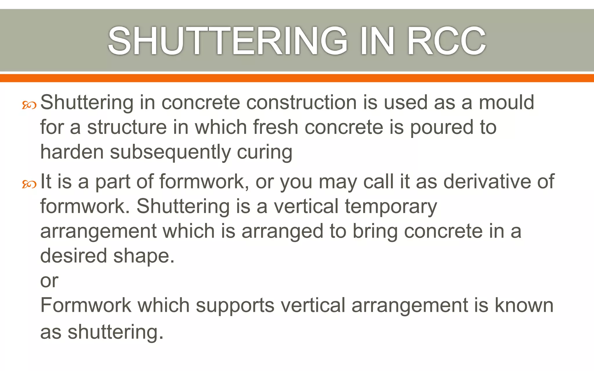 Shuttering (Formwork) | PPTX
