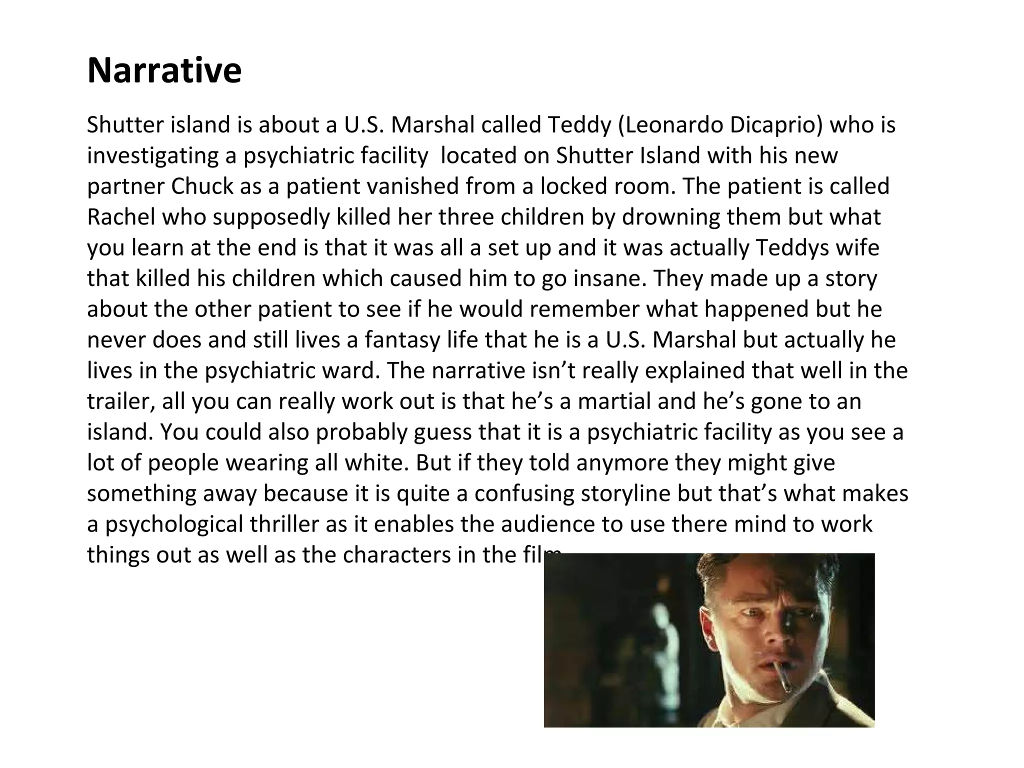 Shutter island Textual Analysis | PPT | Movies | Entertainment