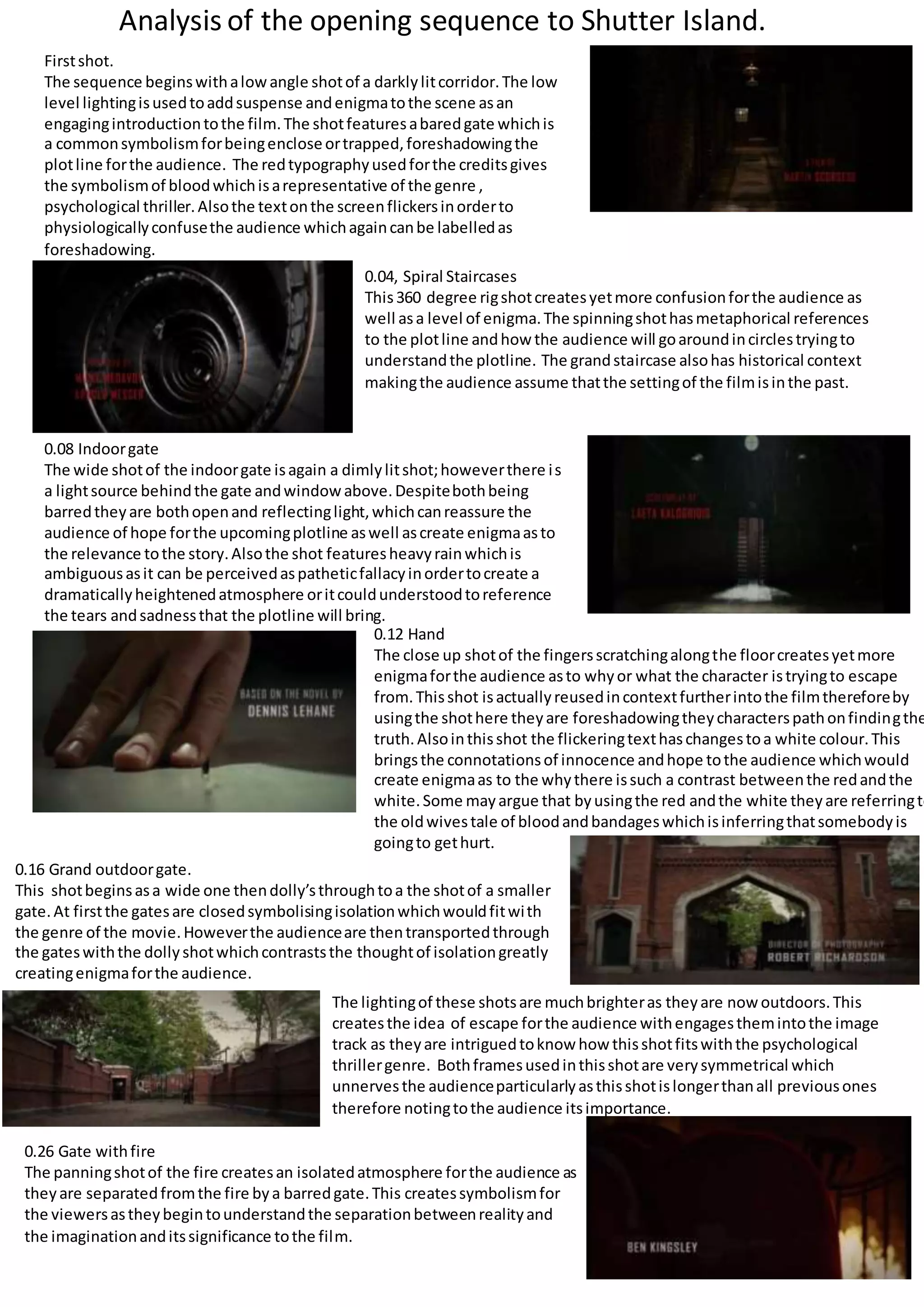 Shutter island analysis of the opening sequence | DOCX