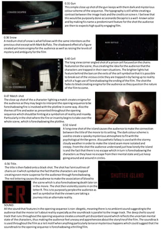 Shutter island analysis of the opening sequence | DOCX
