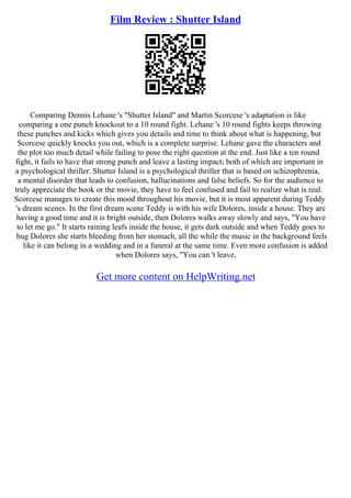 Shutter Island Essay | PDF