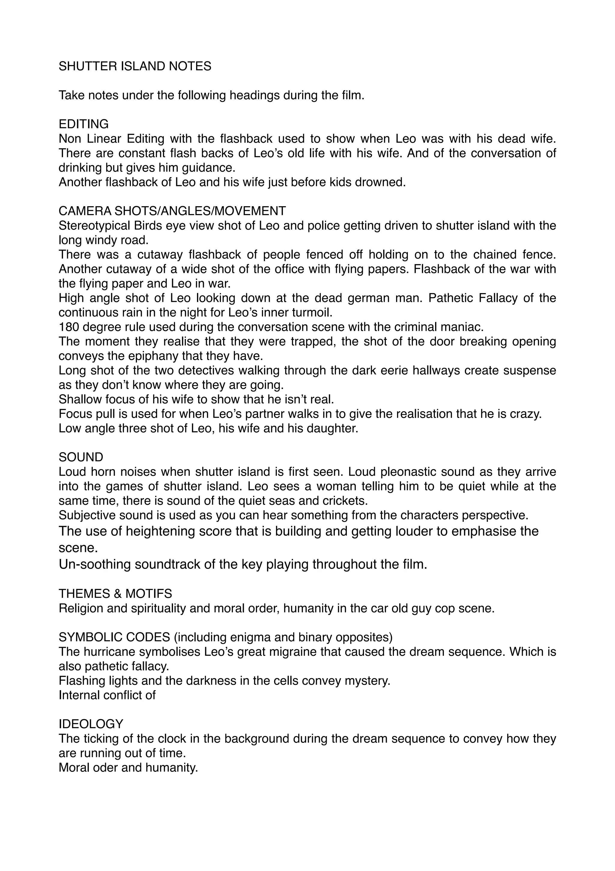 Shutter Island Notes | PDF