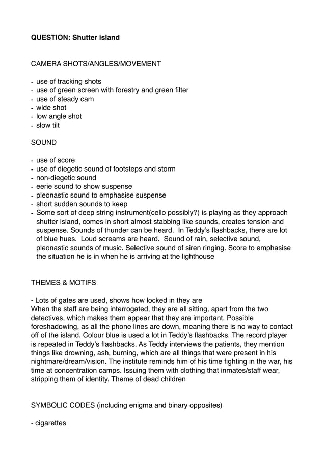 Shutter island notes | PDF