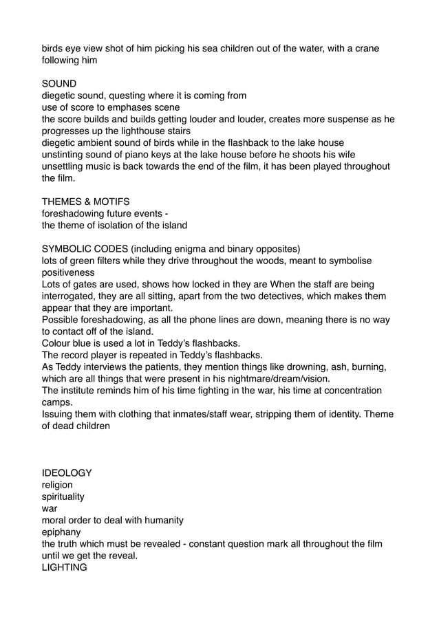 Shutter island notes 1 | PDF