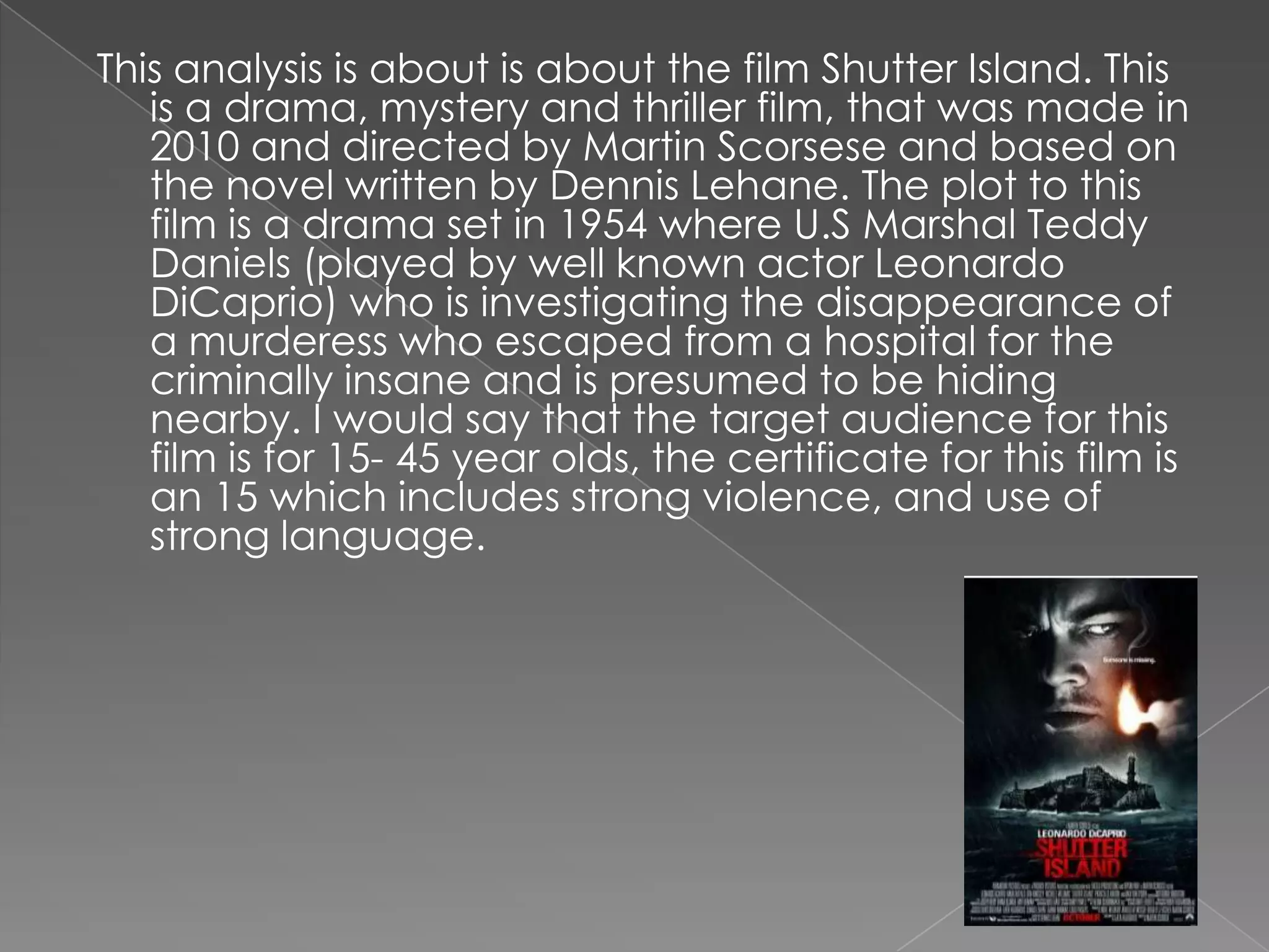 Shutter island opening sequence analysis | PPTX