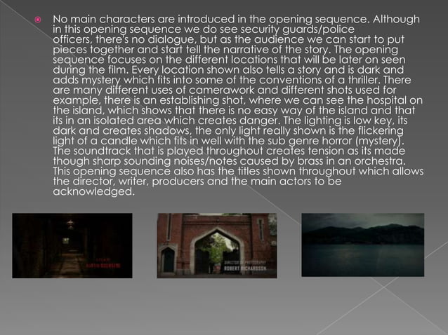 Shutter island opening sequence analysis | PPTX