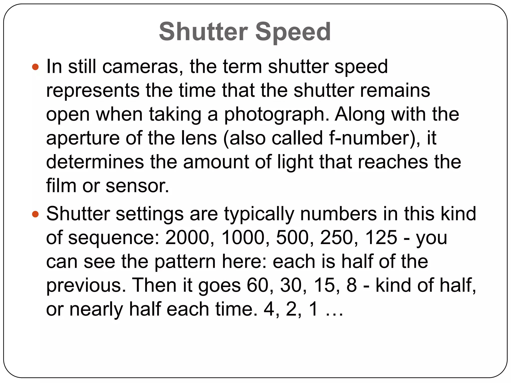 Shutter speed | PPTX