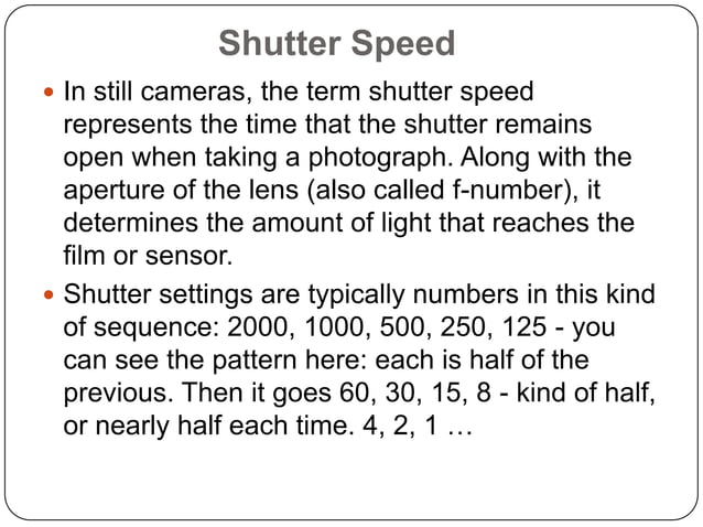 Shutter speed | PPTX