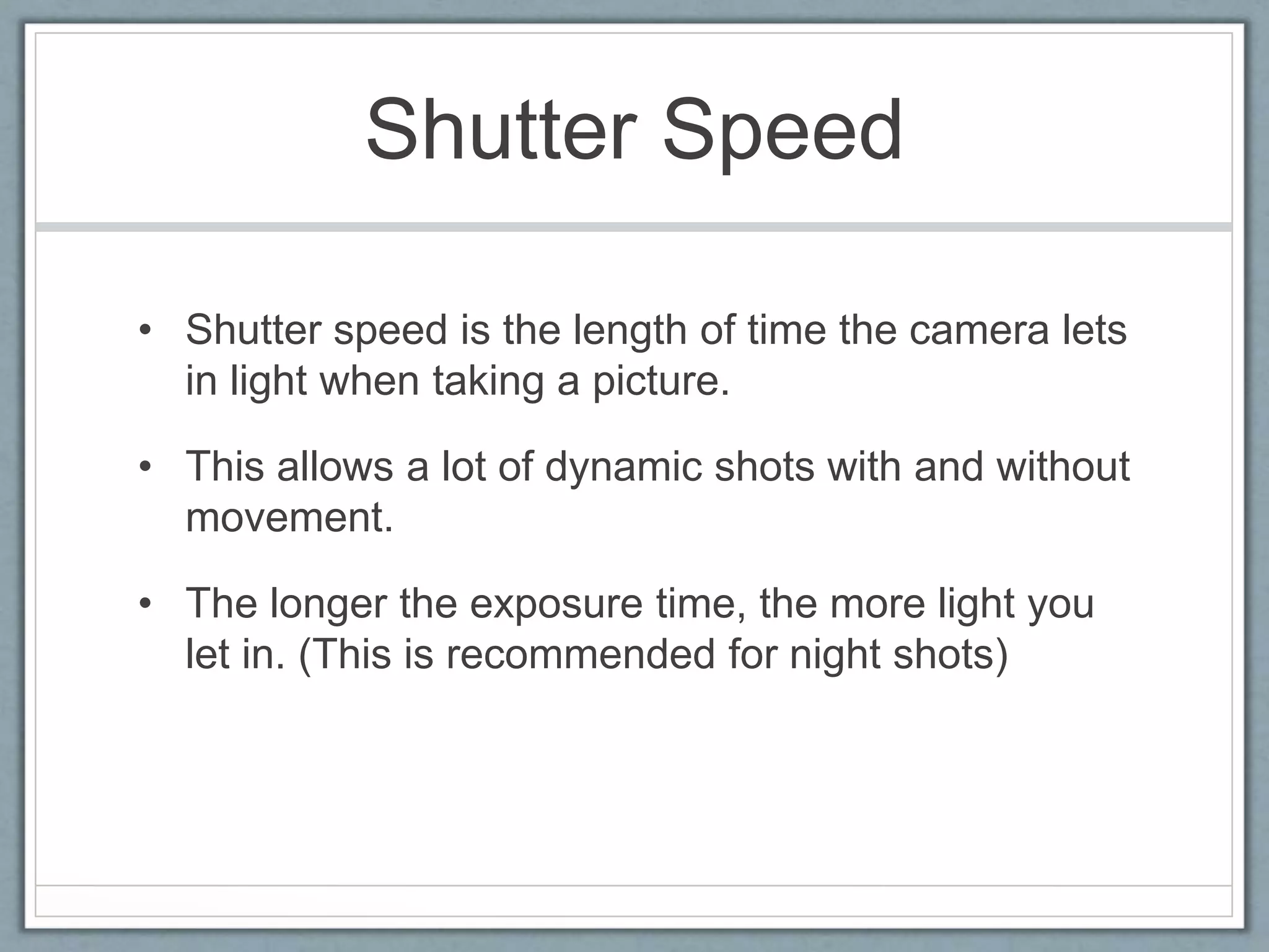 Shutter Speed | PPTX