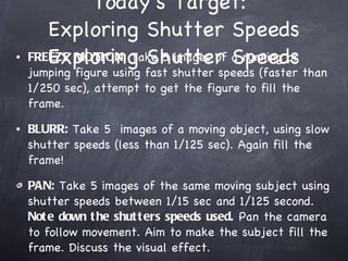 Shutter speeds and panning | PPT