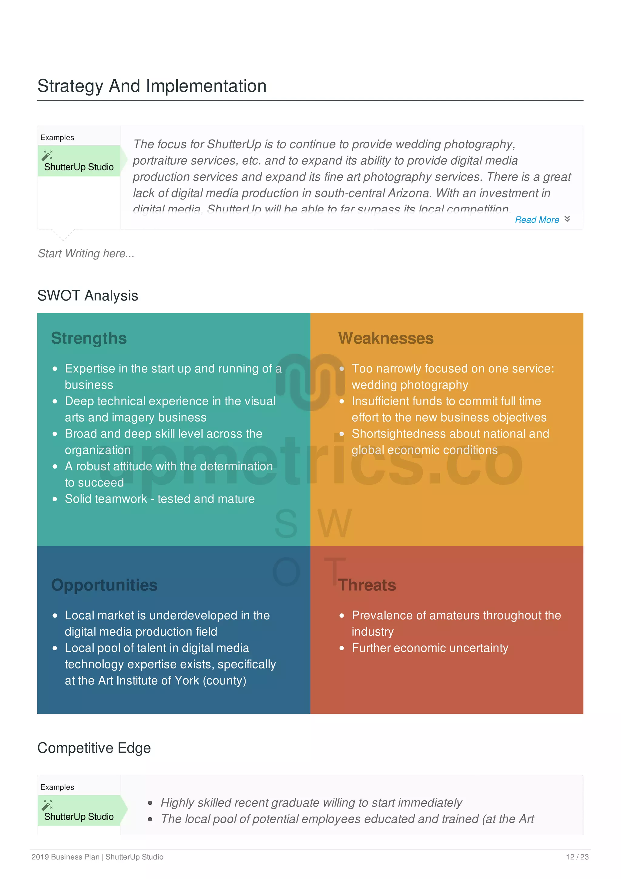 Photography business plan example | PDF