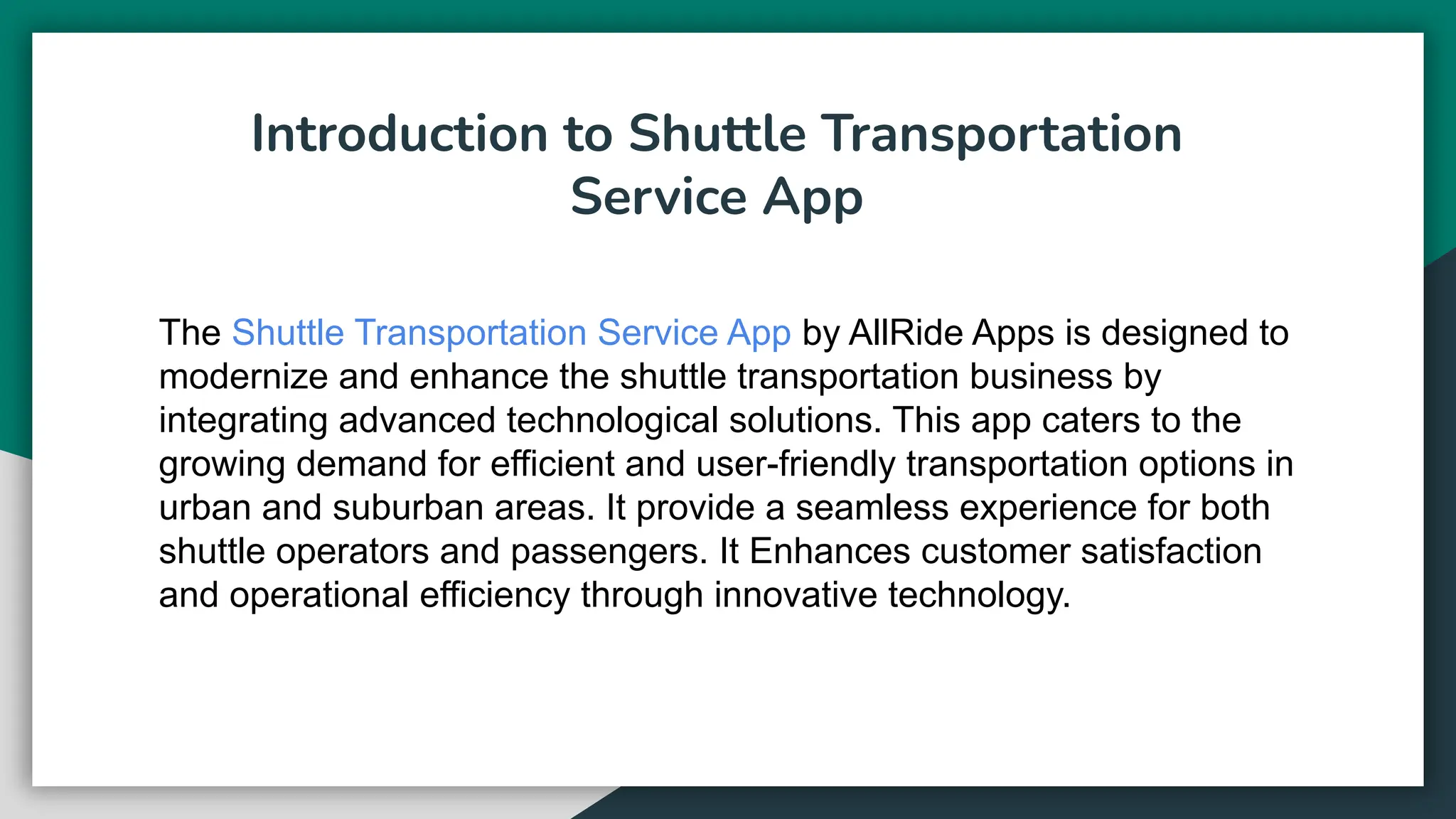 Shuttle Transportation Service App - AllRide Apps | PPT