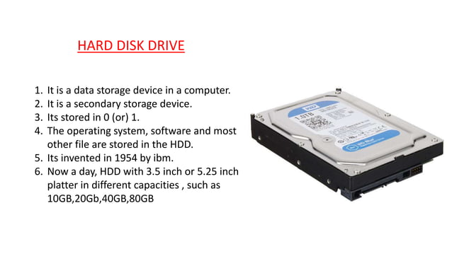 HARD DISK DRIVE | PPTX | Data Storage and Warehousing | Computing