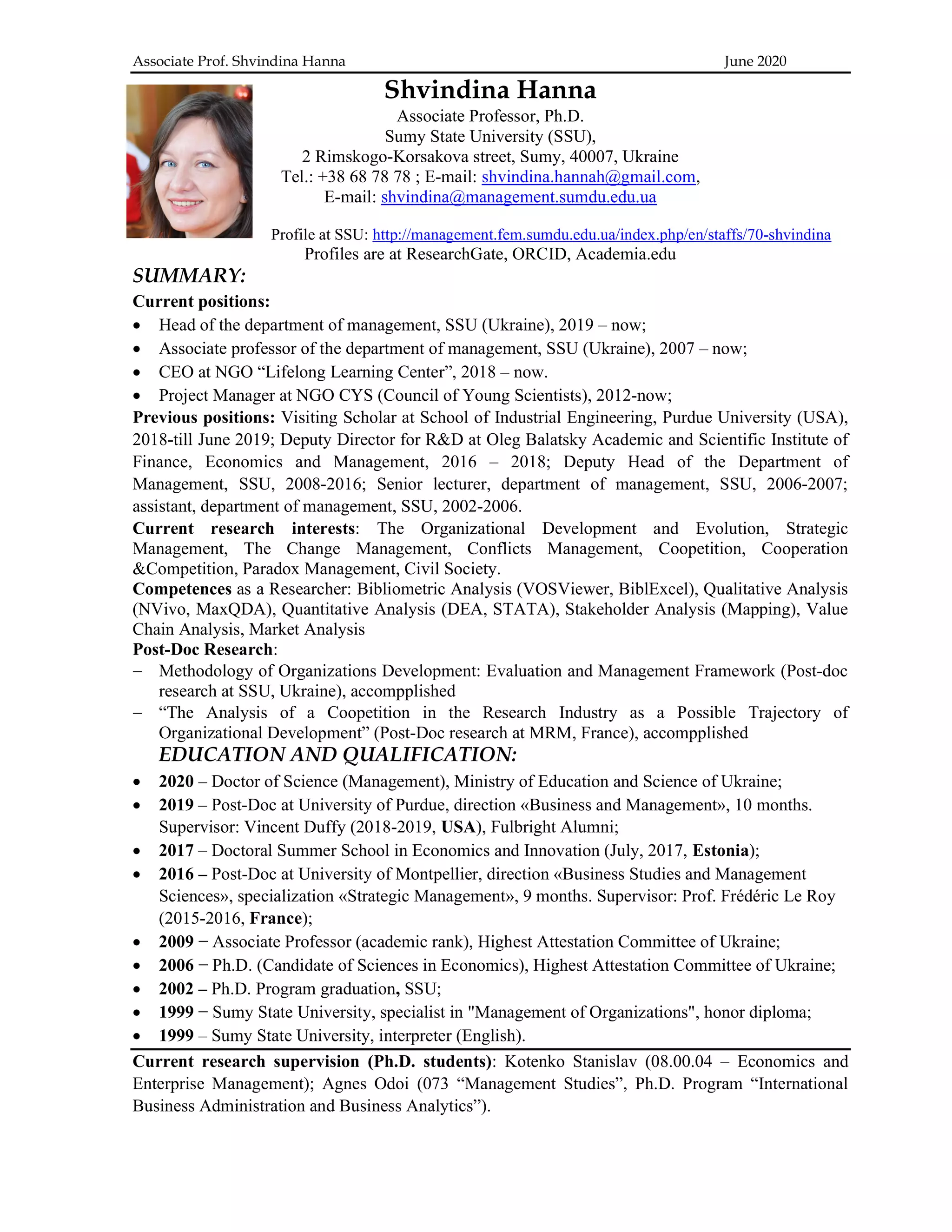 Shvindina hanna cv_2020 | PDF