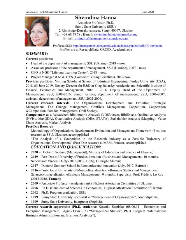 Shvindina hanna cv_2020 | PDF