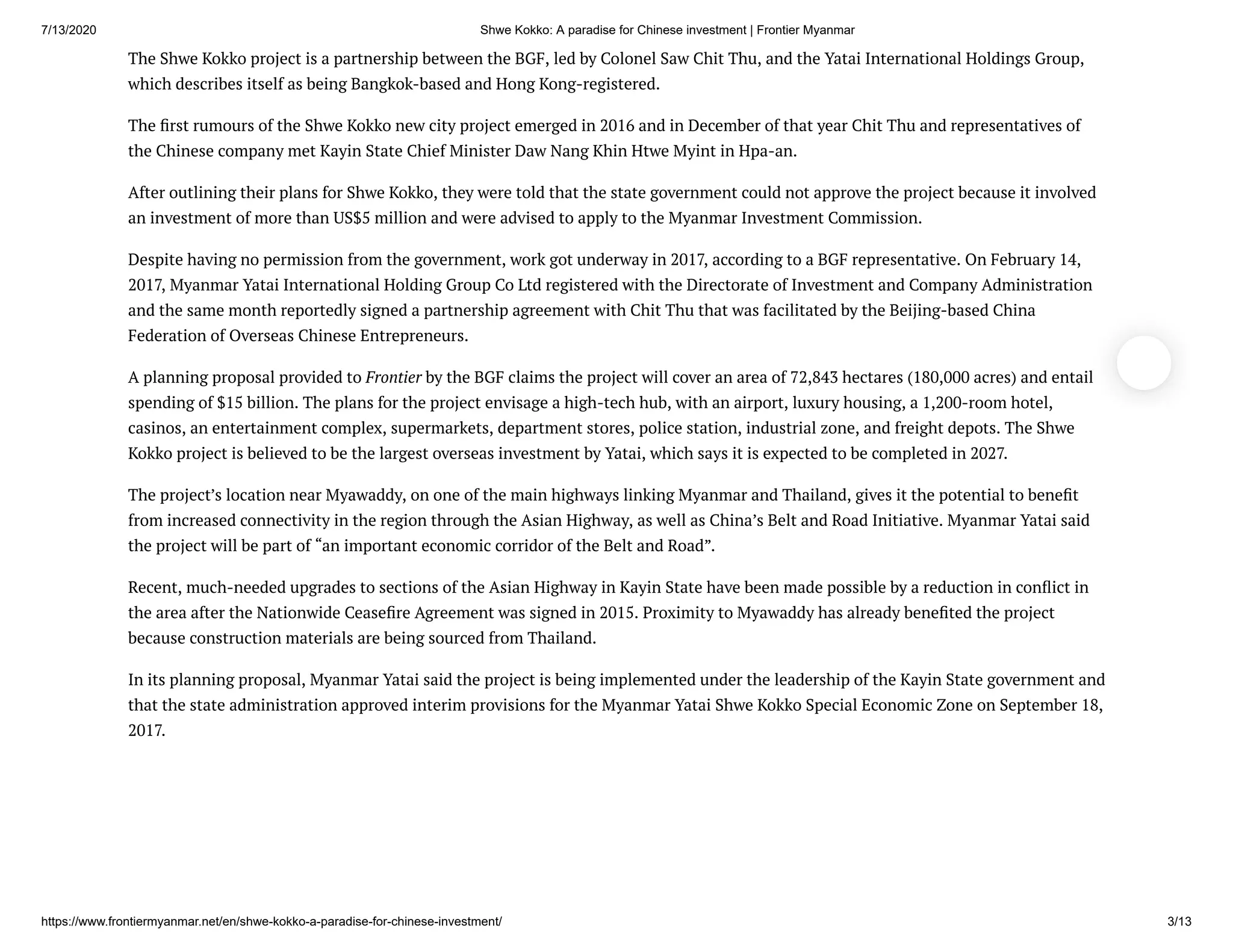 SHWE KOKKO BORDER KAYIN STATE PROJECT COLLECTION | PDF