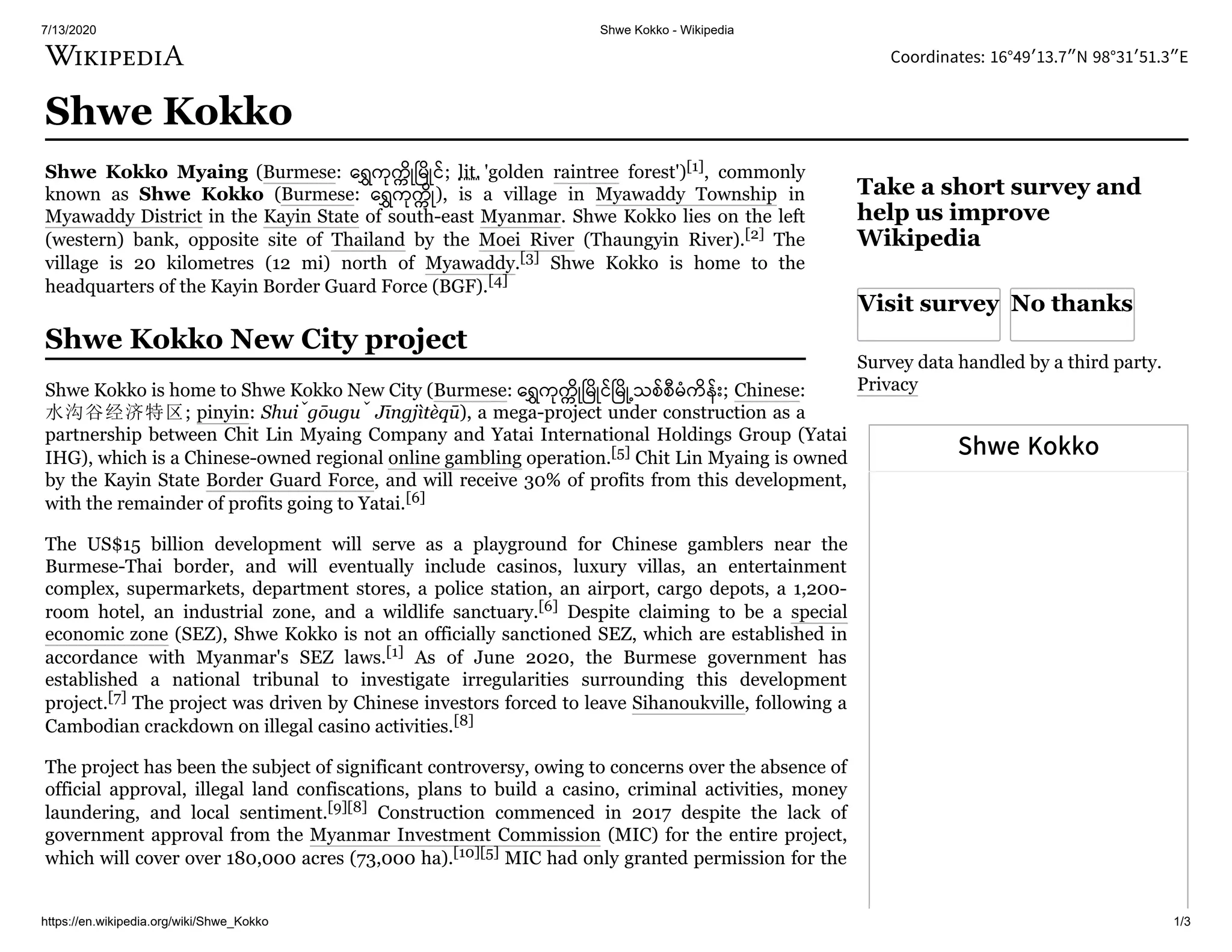 SHWE KOKKO BORDER KAYIN STATE PROJECT COLLECTION | PDF