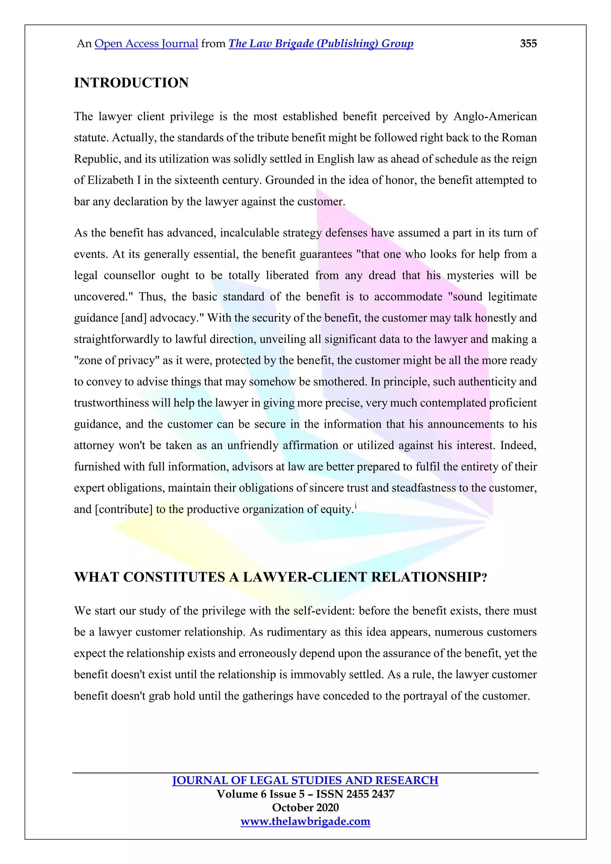 PRIVILEGE COMMUNICATION BETWEEN ADVOCATE AND CLIENT | PDF