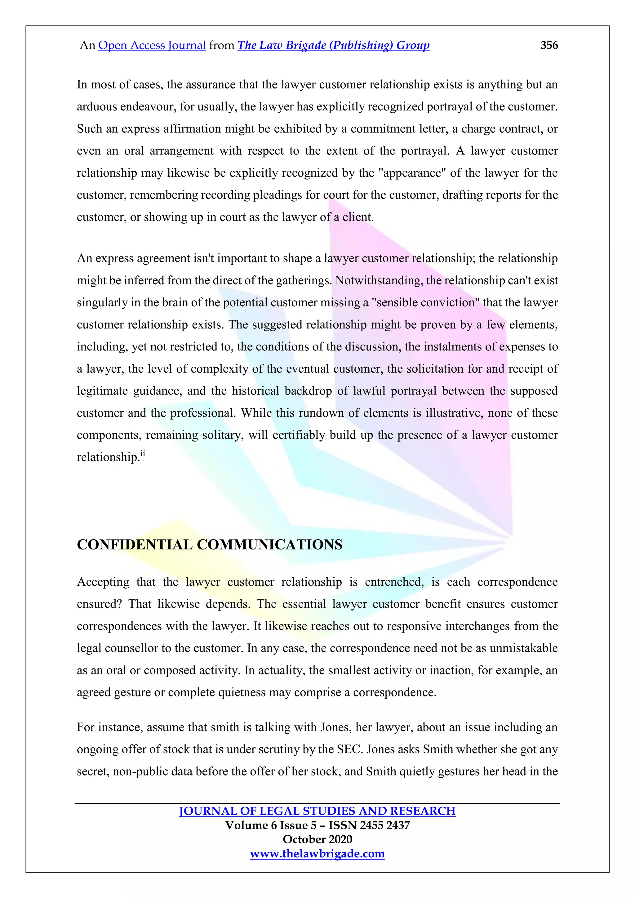 PRIVILEGE COMMUNICATION BETWEEN ADVOCATE AND CLIENT | PDF