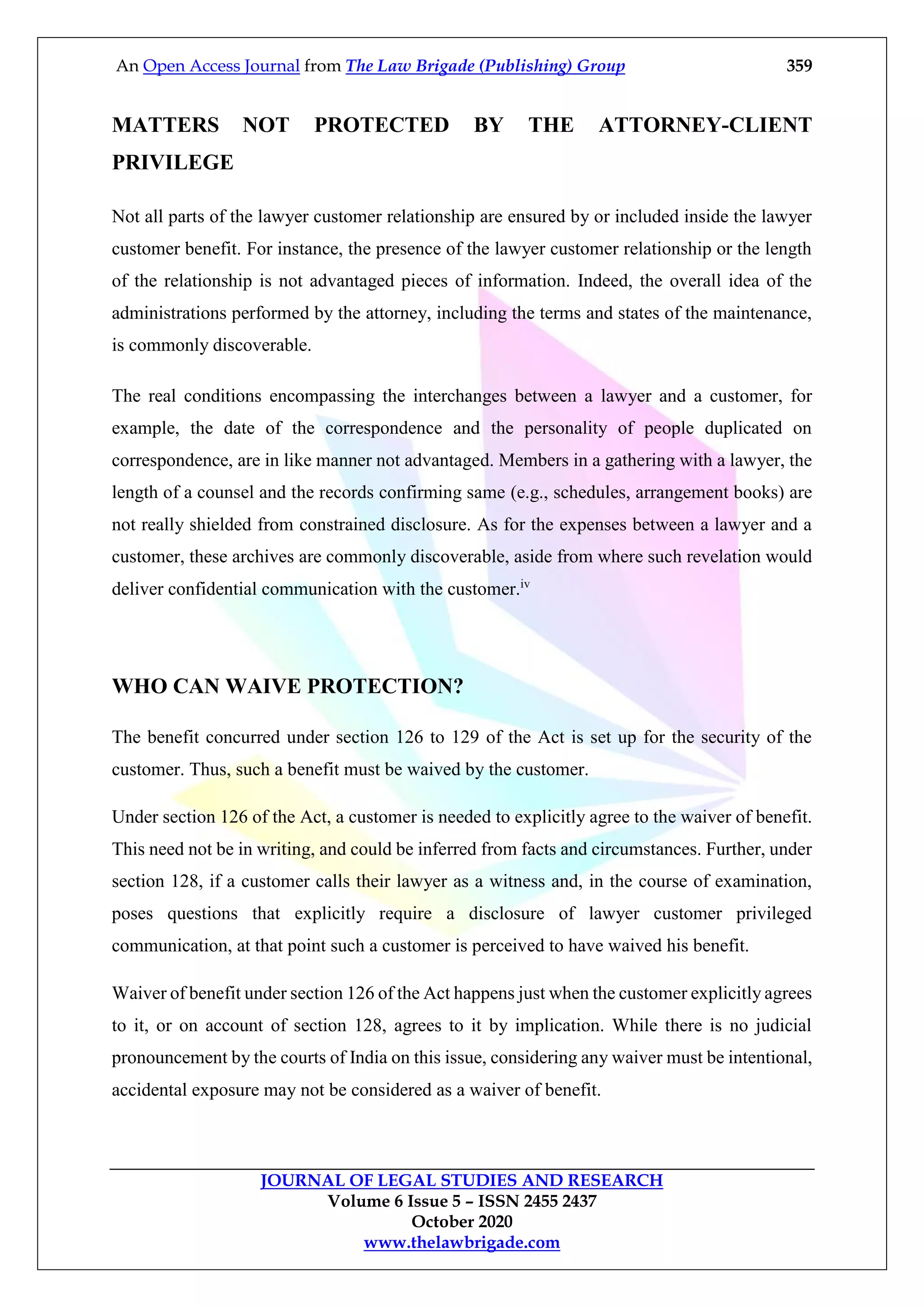 PRIVILEGE COMMUNICATION BETWEEN ADVOCATE AND CLIENT | PDF