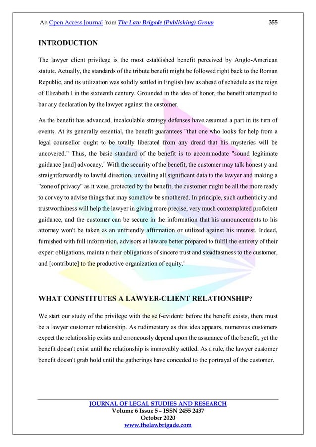 PRIVILEGE COMMUNICATION BETWEEN ADVOCATE AND CLIENT | PDF