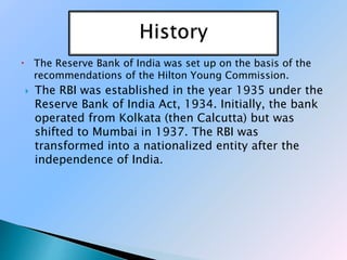 Reserve Bank of india | PPTX | Business Banking & Finance | Business