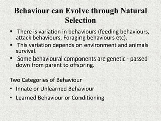 BEHAVIOURAL TRAITS UNDER NATURAL SELECTION | PPTX