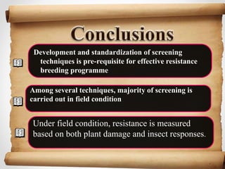 Screening Techniques for Different Insect Pests in Crop Plants | PPTX