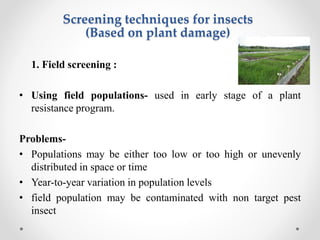 Screening Techniques for Different Insect Pests in Crop Plants | PPTX