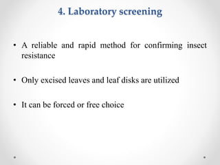 Screening Techniques for Different Insect Pests in Crop Plants | PPTX