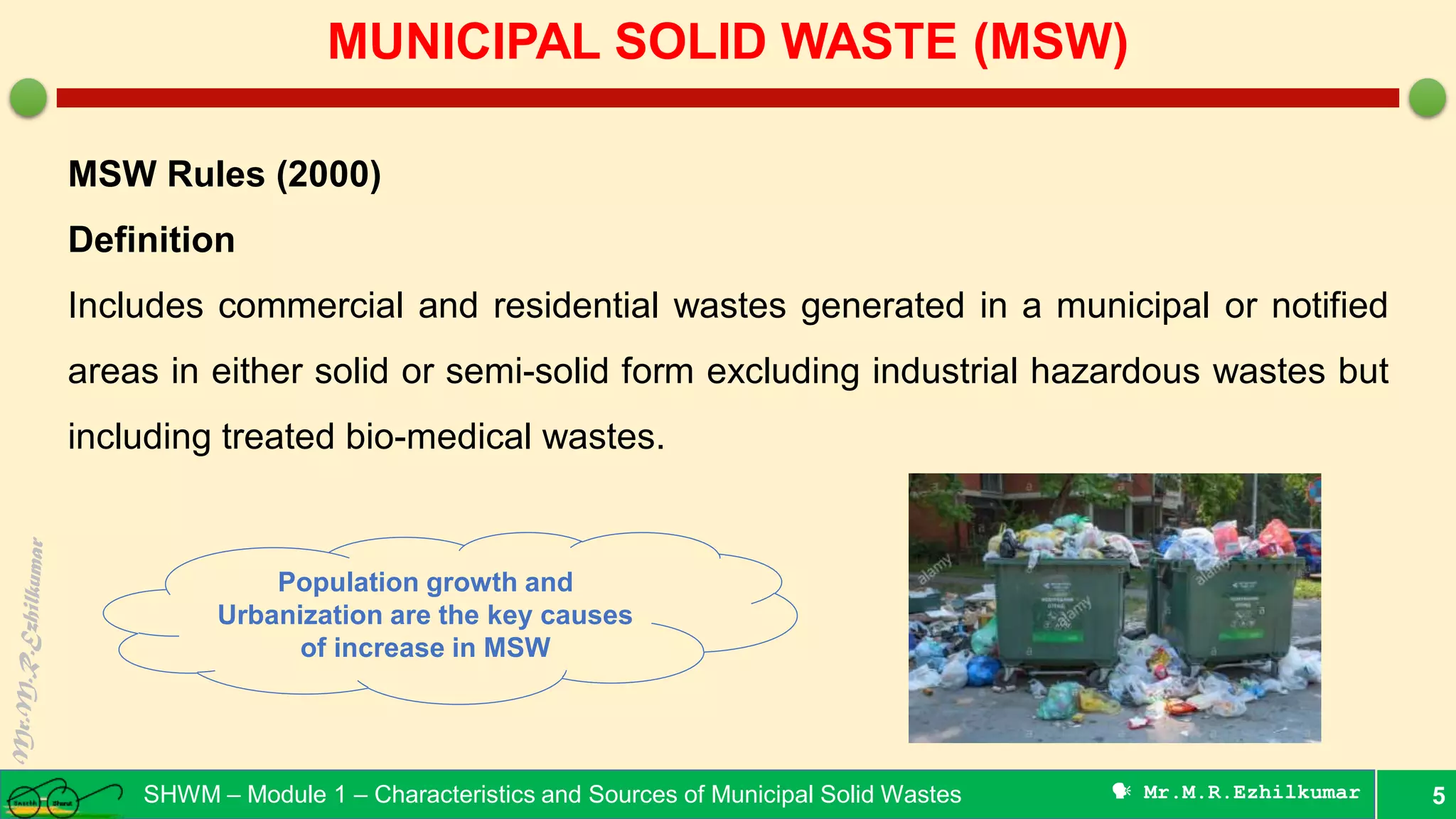 Sources, types & composition - Municipal Solid Wastes | PDF