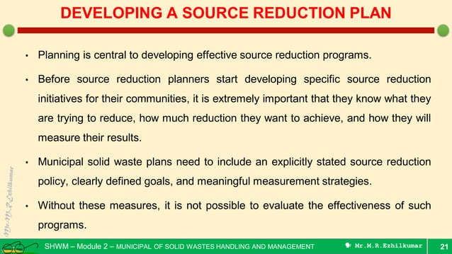 Source reduction of wastes - Municipal Solid Wastes | PPT