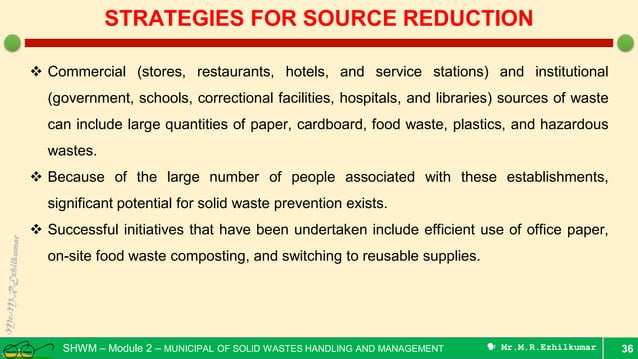 Waste minimization - Municipal Solid Wastes | PPT