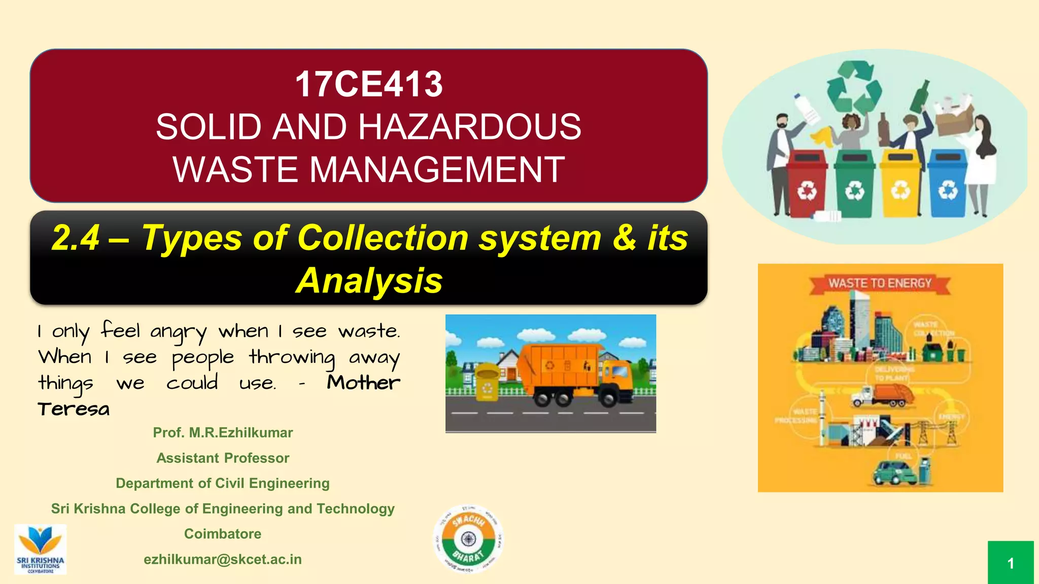 Types of Collection system & its Analysis - Municipal Solid Wastes | PDF