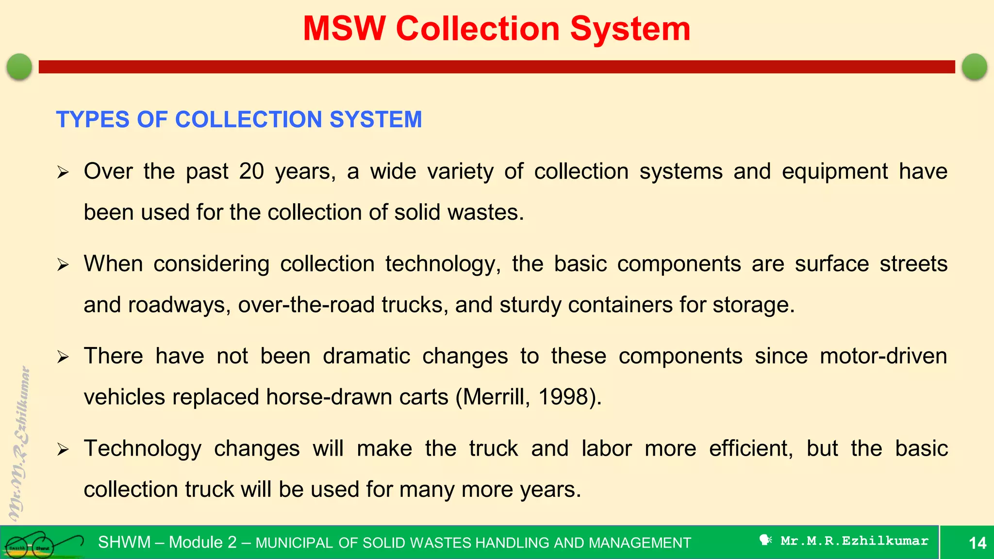 Types of Collection system & its Analysis - Municipal Solid Wastes | PDF