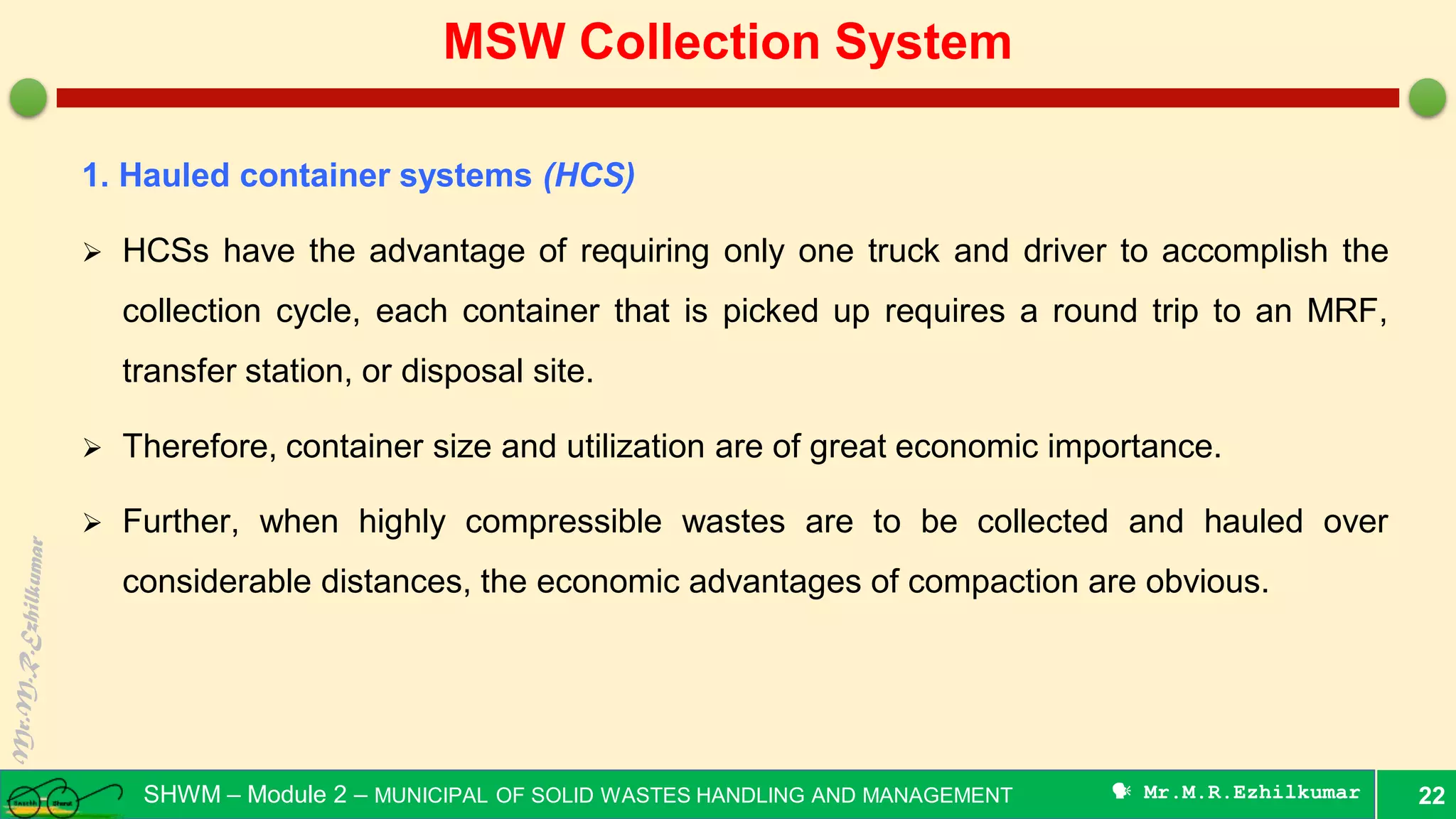 Types of Collection system & its Analysis - Municipal Solid Wastes | PDF