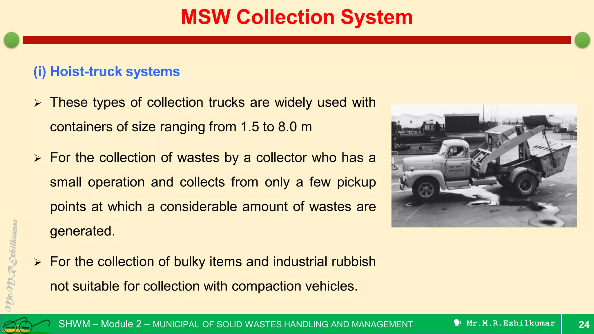 Types of Collection system & its Analysis - Municipal Solid Wastes | PDF
