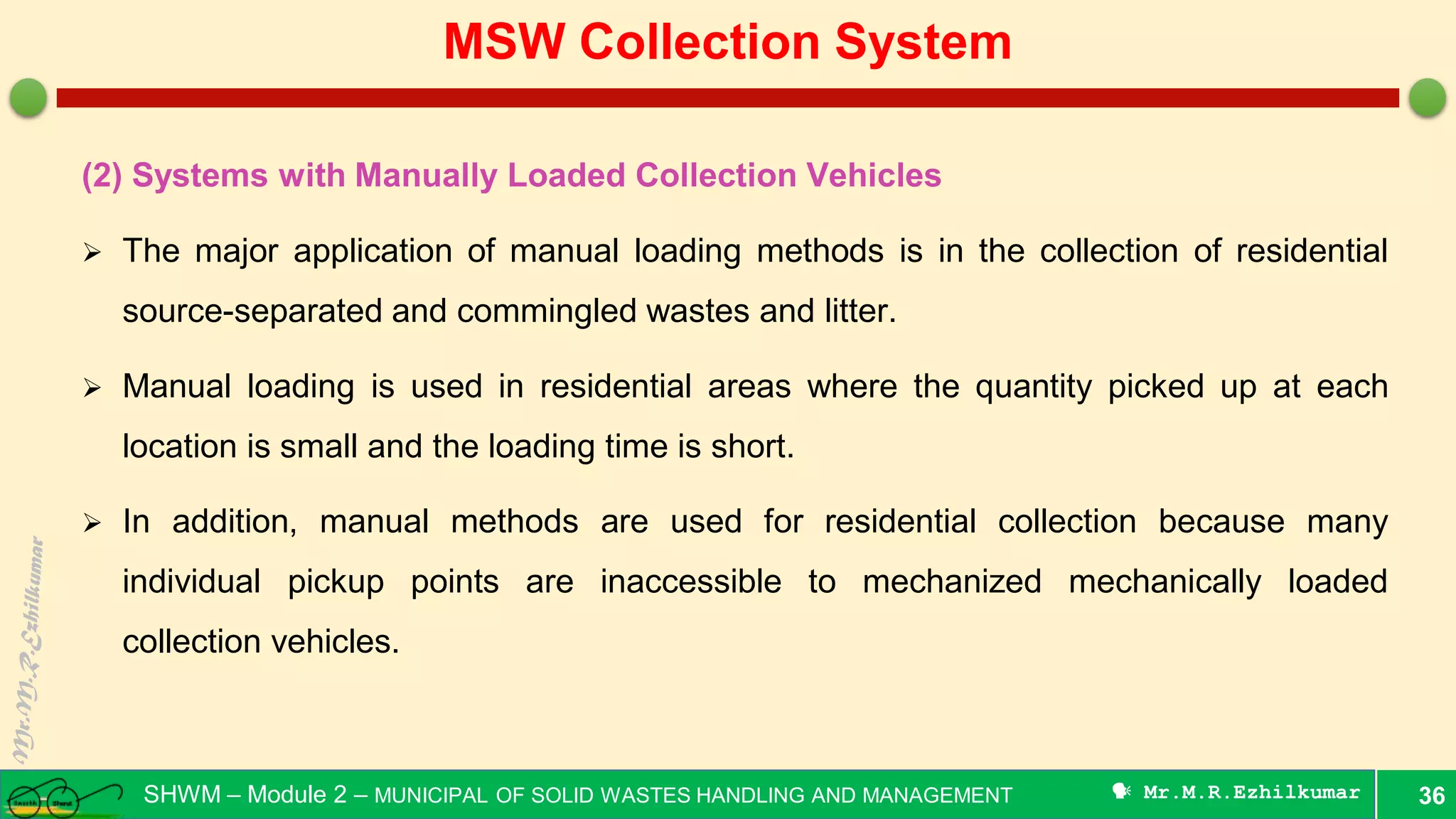 Types of Collection system & its Analysis - Municipal Solid Wastes | PDF