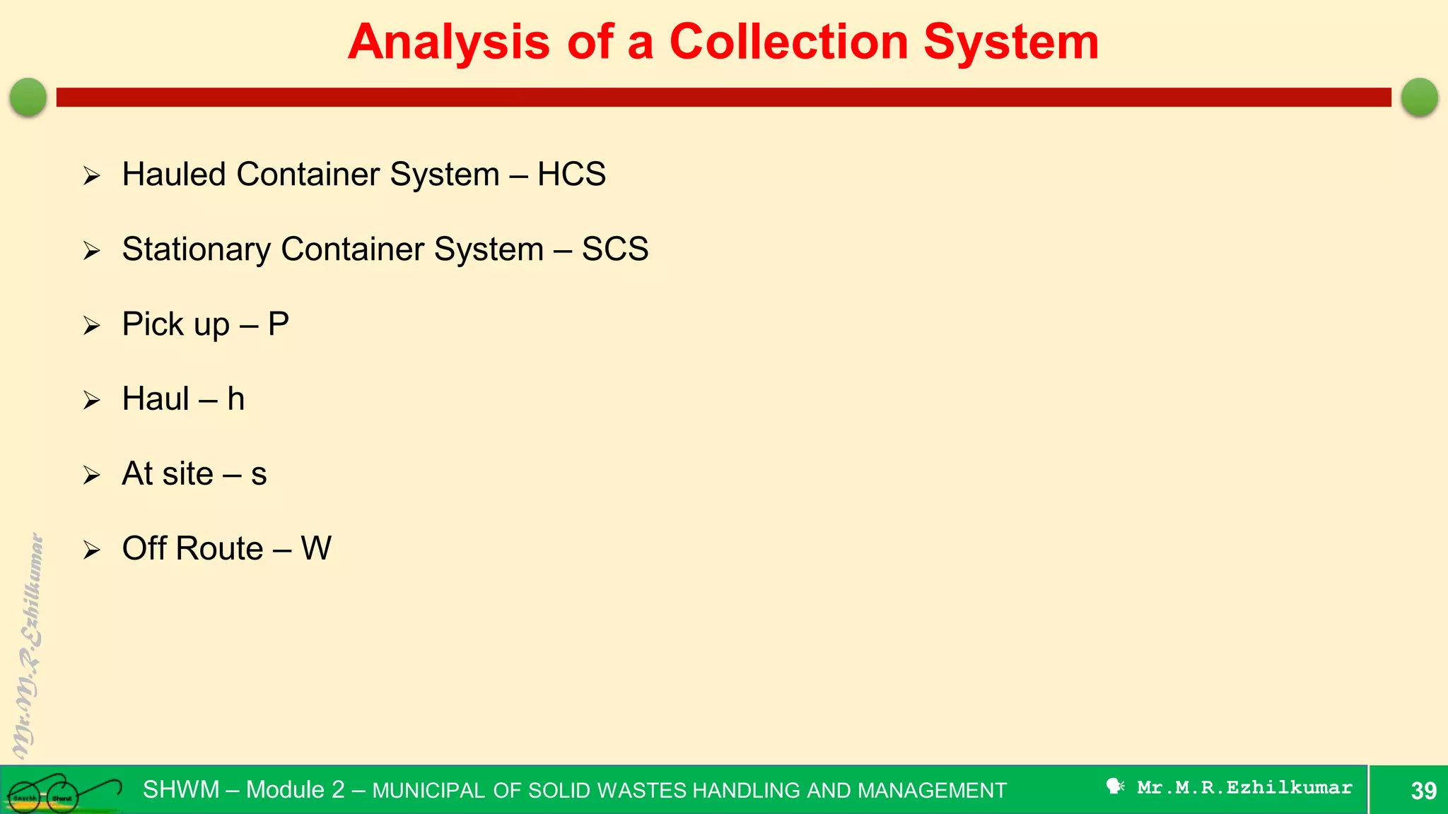 Types of Collection system & its Analysis - Municipal Solid Wastes | PDF