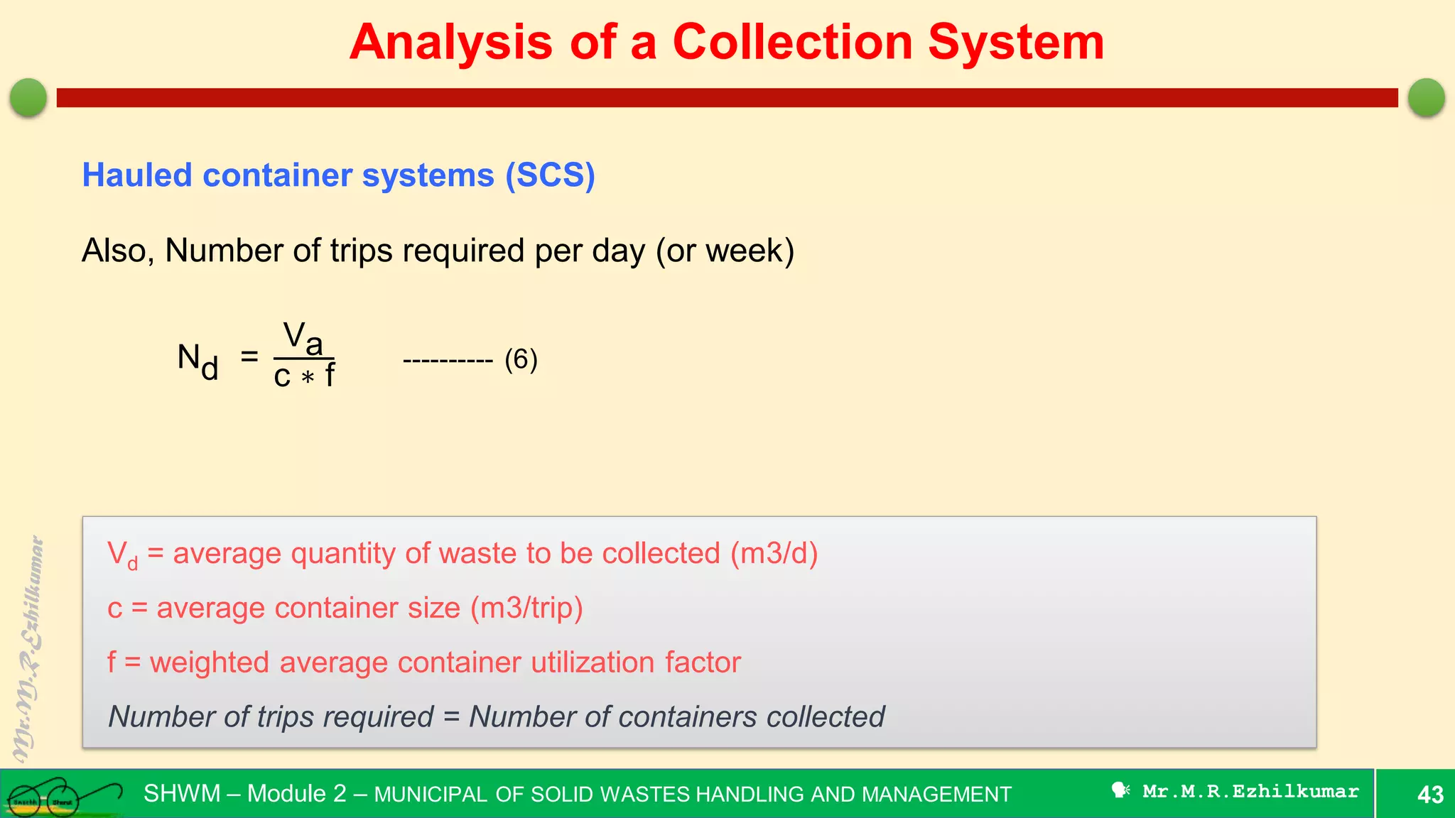 Types of Collection system & its Analysis - Municipal Solid Wastes | PDF