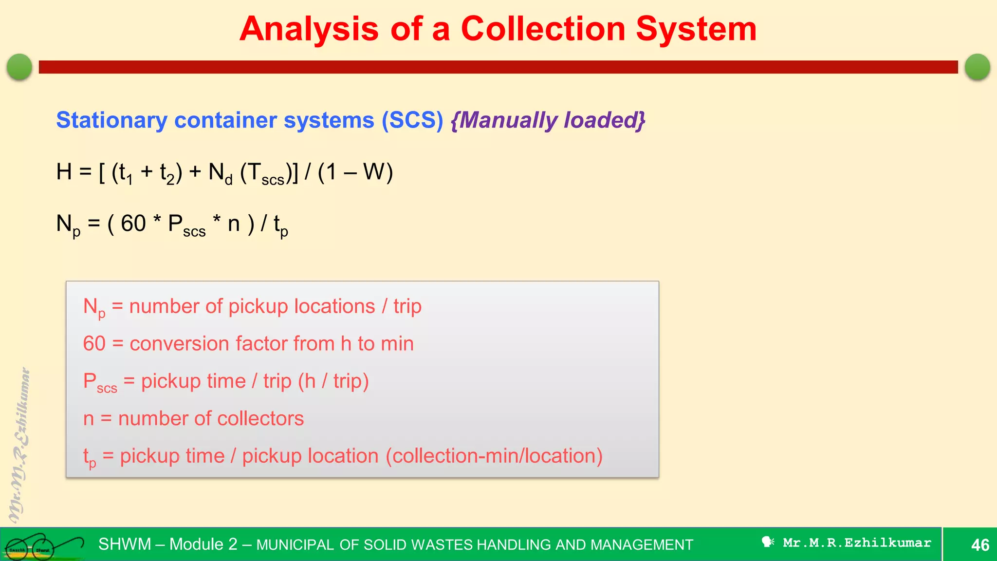 Types of Collection system & its Analysis - Municipal Solid Wastes | PDF