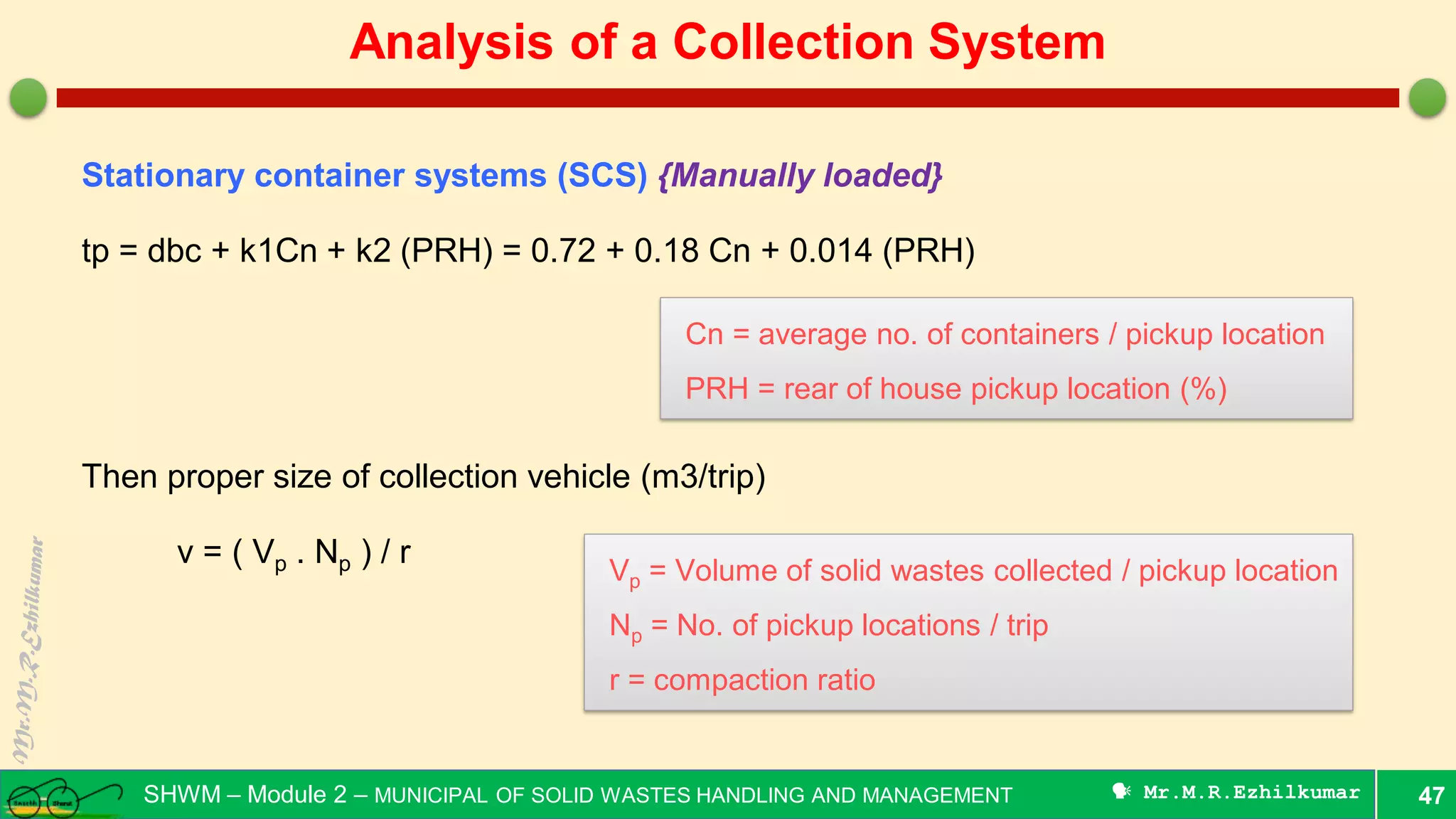 Types of Collection system & its Analysis - Municipal Solid Wastes | PDF