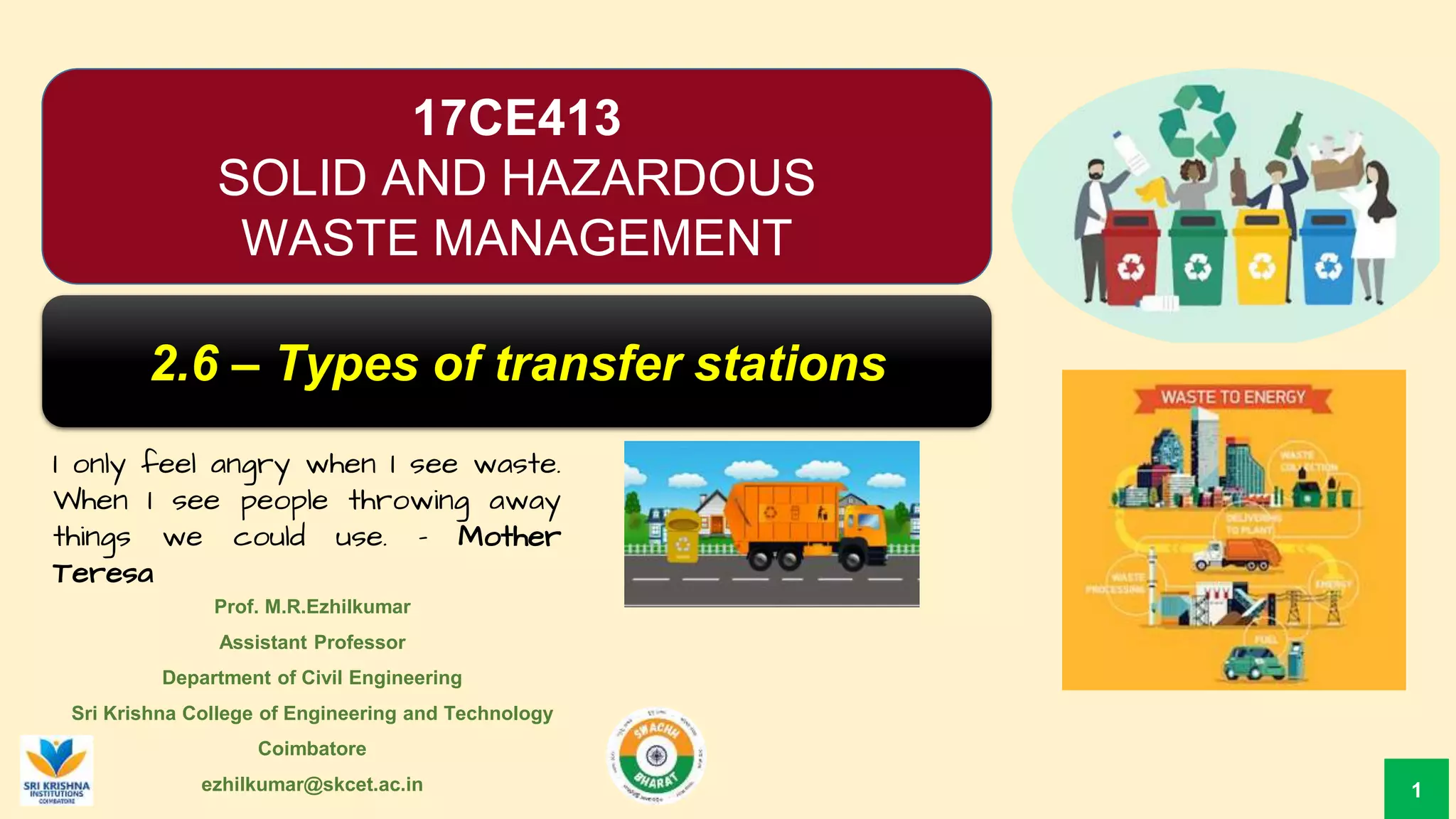 Types of transfer stations - Municipal Solid Wastes | PDF