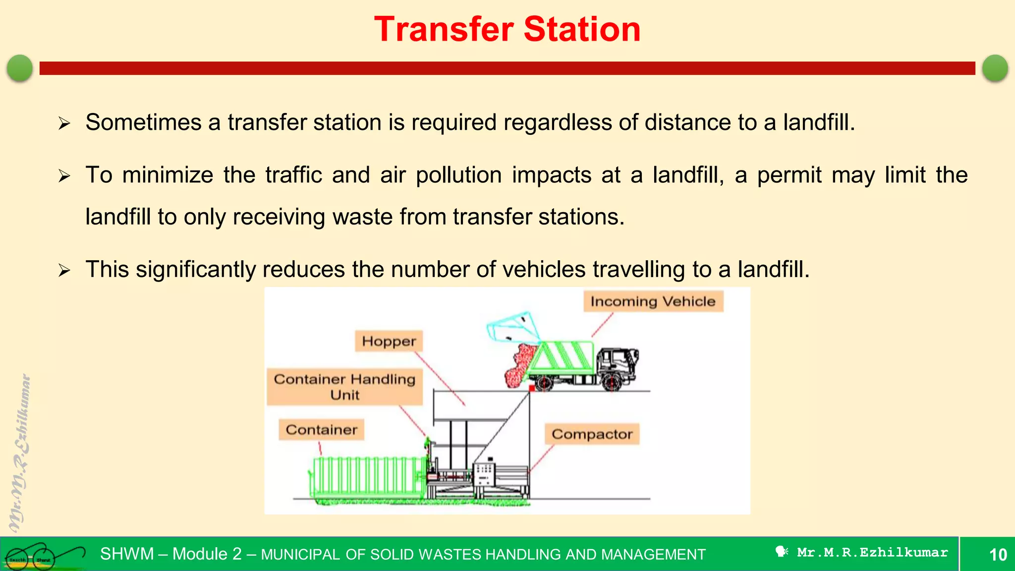 Types of transfer stations - Municipal Solid Wastes | PDF